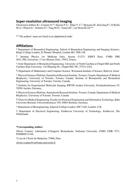 Pdf Super Resolution Ultrasound Imaging