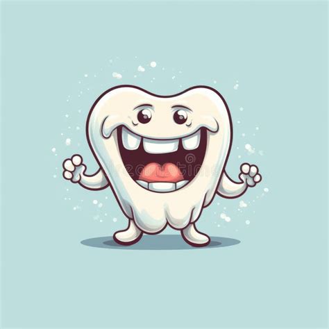 The Adventures Of A Funny And Cute Comic Style Teeth Character Generative Ai Stock Illustration