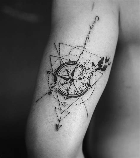 Compass Clock Birds Geometric Tattoo Small Compass Tattoo Compass Tattoo Design Geometric