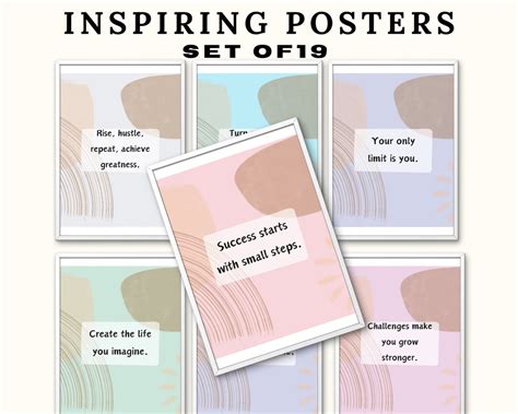 19 Inspirational Quotes Posters Motivational Wall Art Prints
