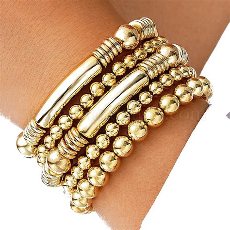 Wholesale 5pcs Ccb Beaded Stretch Bracelets