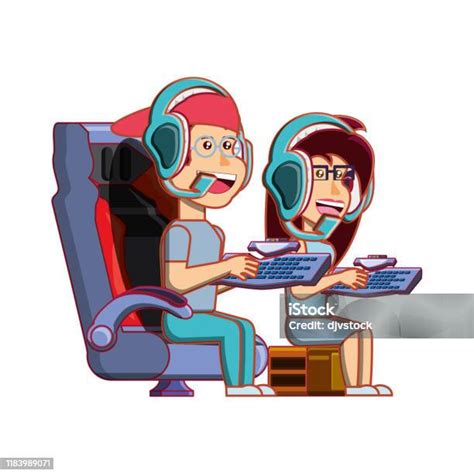 젊은 커플 재생 비디오 게임 Brand Name Video Game에 대한 스톡 벡터 아트 및 기타 이미지 Brand Name Video Game 가공의 인물 개념과