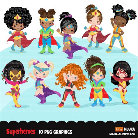 Superhero Clipart Supergirl Hero Sublimation Graphics Black Girls