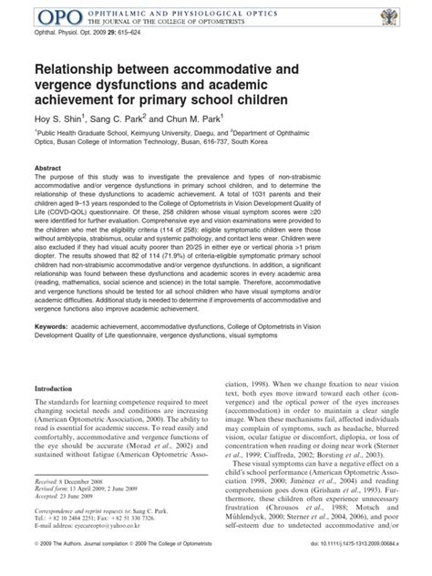 Relationship Between Accommodative And Vergence Dysfunctions Pdf