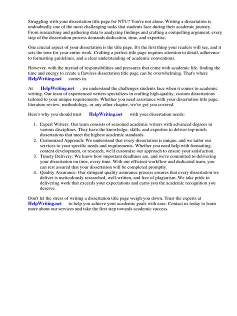 Dissertation Title Page Ntu Pdf Thesis Doctor Of Philosophy