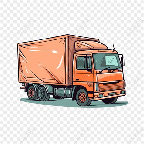 트럭 클립 아트 흰색 배경 벡터 Illustranç Izaz 만화에 캔버스 커버와 오렌지 트럭타이어경상용차 Png 일러스트