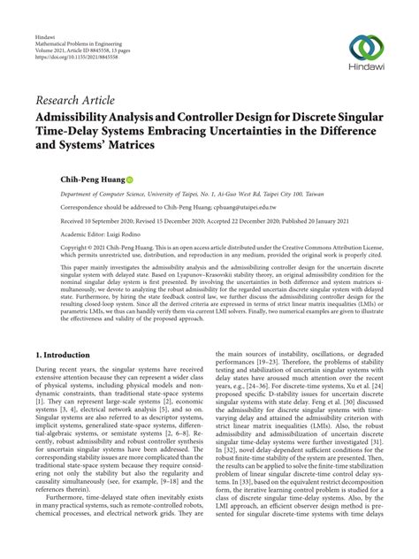 pdf admissibility analysis and controller design for discrete