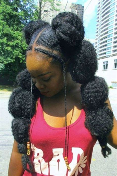 Puffball Hairstyle For Black Women Afro Balls Protective Hairstyle