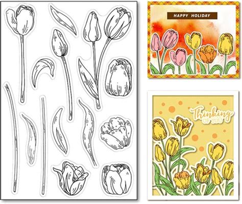 Bloemen Stempels Met Tulpontwerp Voor Kaarten Maken En Scrapbooking Bol