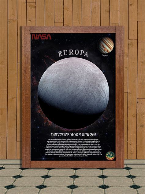 Europa Poster Jupiters Moon Nasa Inspired Space Art Digital