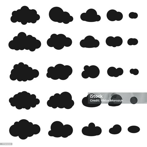Siluet Awan Ilustrasi Set Vektor Ilustrasi Stok Unduh Gambar Sekarang Alam Angin Aplikasi