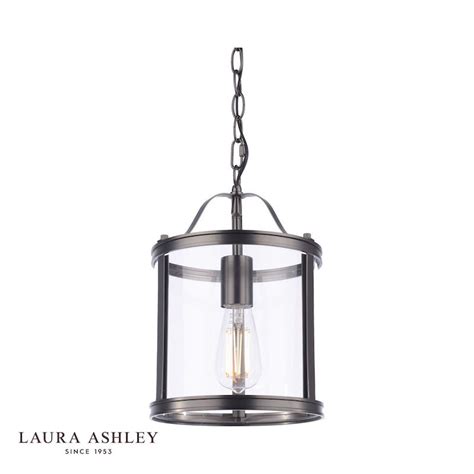 Laura Ashley Harrington Pendant In Matt Black And Glass