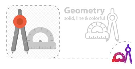 Premium Vector Geometry Sign Compass With Protractor Isolated Flat Illustration Geometry