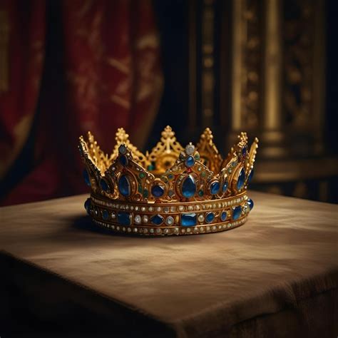Classic King Crown With Diamonds Premium Ai Generated Image