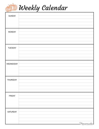 Free Printable Weekly Calendar Template