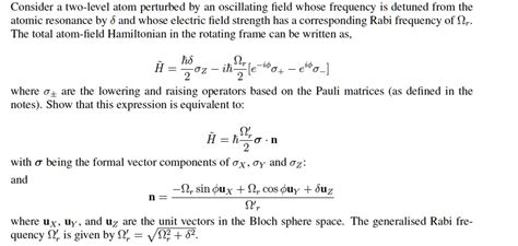 Solved Consider A Two Level Atom Perturbed By An Oscillating Field