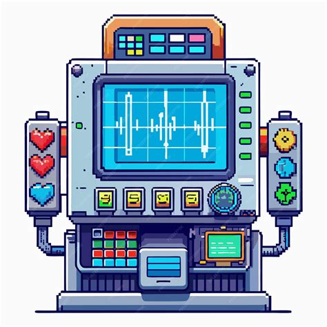 Retro Pixel Art Machine Con Panel De Control Y Interfaz Gráfica