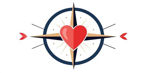 Premium Vector A Red Heart With A Compass In The Center