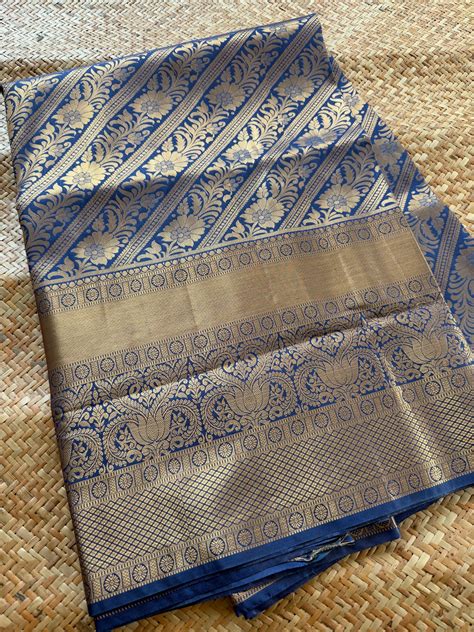 Navy Blue Semi Kanchi Brocade Pattu Ohbyozy