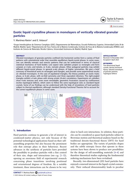 Pdf Exotic Liquid Crystalline Phases In Monolayers Of Vertically