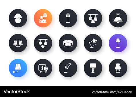Lamps Icons Spotlight Led Table Lamp And Floor Vector Image