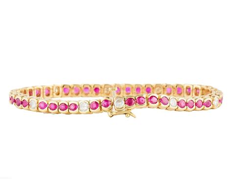5 50ctw Ruby And 2 00ctw Diamond Bezel Set Tennis Bracelet In 14k