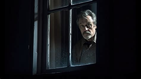 Peer Man Peering Out Of A Window In The Dark Backgrounds Psd Free