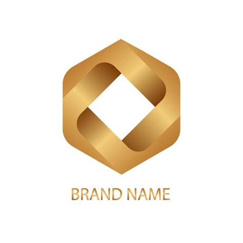 Polygon 3d Golden Logo Icon Bran Identity Business Emblem 48219472