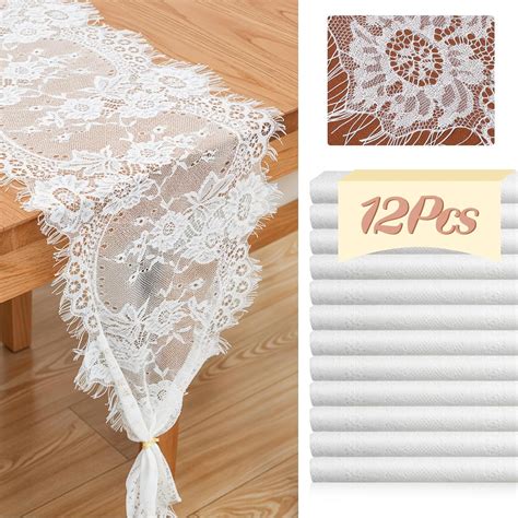 12 Pack White Lace Table Runners 14 X 120 Inch White Rustic