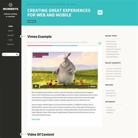 Moments Free Responsive Wordpress Theme