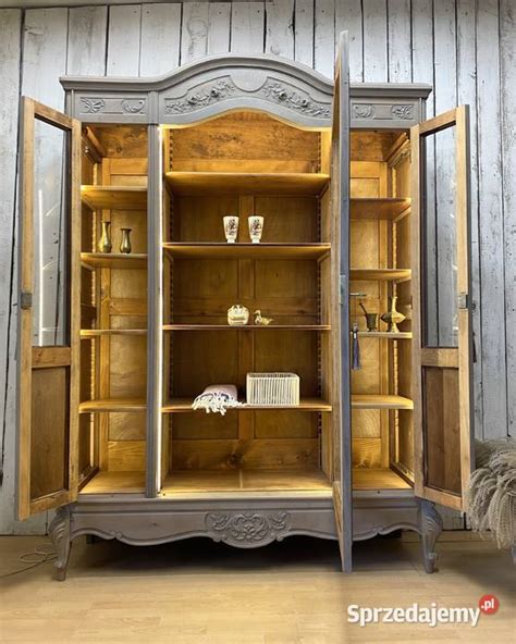 Biblioteka Szarość 3 Drzwiowa Ludwik Xv Francja Xx W Antyk Witryna Cabinet Kraków Sprzedajemypl