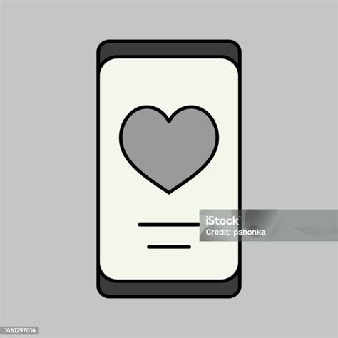 Heart Smartphone Icon Romantic Telephone Call Stock Illustration