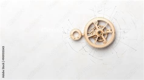 Design An Old Engraving Style Technical Drawing Of A Complex Clockwork