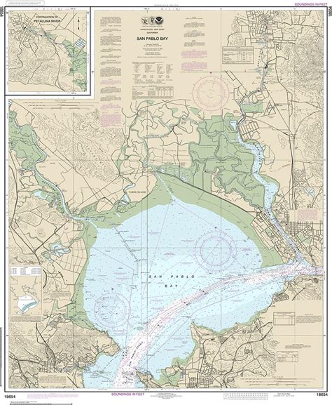 San Pablo Bay Nautical Chart Noaa 18654 Map Reproduction Print