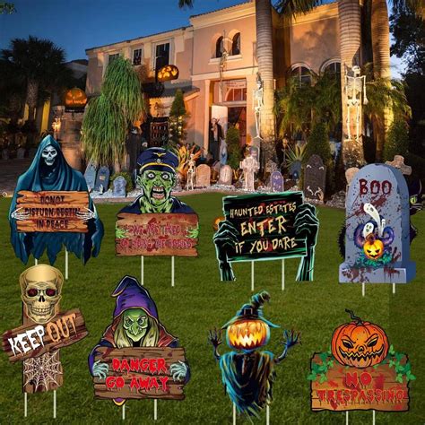 Skycool Halloween Yard Signs With Stake 8pcs Halloween