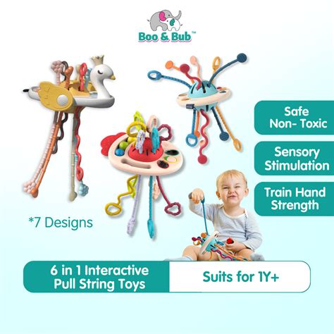 🐘booandbub🐘6 In 1 Activity Toys Educational Interactive Pull String