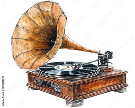 Vintage Gramophone With Wooden Design Classic Record Player Creating A