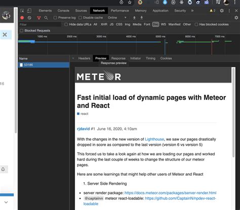 Fast Initial Load Of Dynamic Pages With Meteor And React React