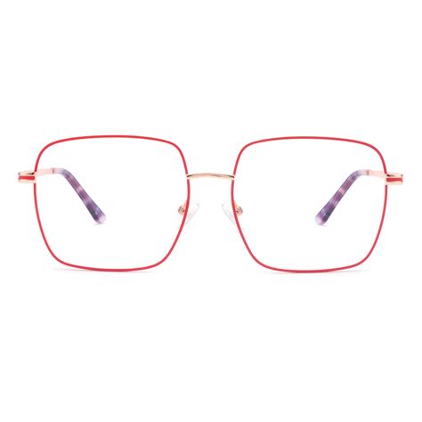 Oversized Square Frame Metal Spectacle For Women Clear Trendy Optical