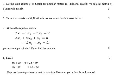 1 Define With Example I Scalar Ii Singular Matrix Iii Diagonal Matrix