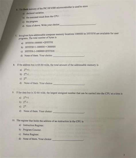 Solved 6 The Flash Memory Of The Pic18f4580 Microcontroller
