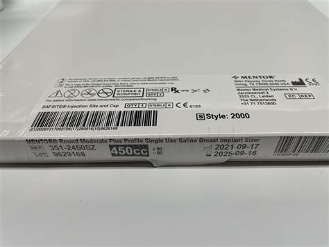 New Mentor 351 2450sz Round Moderate Plus Profile Saline Breast Implant Sizer 450cc Disposables