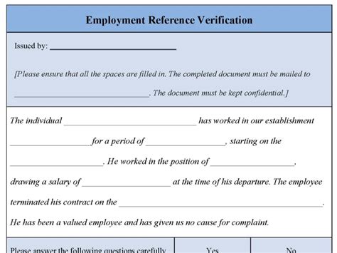 Employment Reference Verification Form Editable Pdf Forms