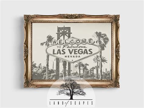 Vintage Las Vegas Sign Art Print Classic Vegas Strip Design Digital