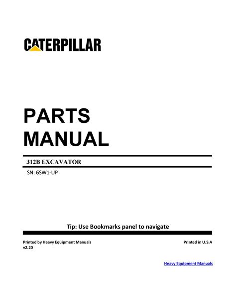 Download Caterpillar 312b Excavator Parts Manua Heavy Equipment Manual