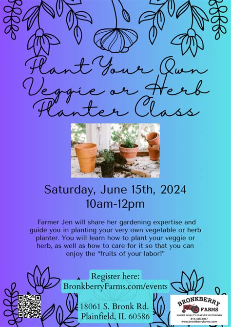 Planting Class Plant Your Own Veggie Or Herb Planter Bronkberry Farms