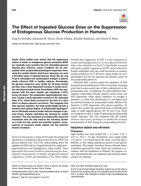 Pdf The Effect Of Ingested Glucose Dose On The Suppression Of