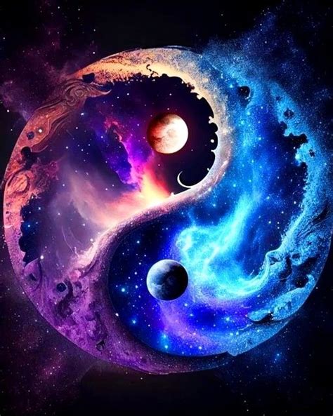 Colorful Yin Yang Illustration In Space Astrology Tattoo Ideas