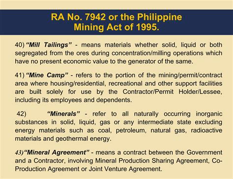 Ra 7942vthe Philippine Mining Act Of 1995 Pptx