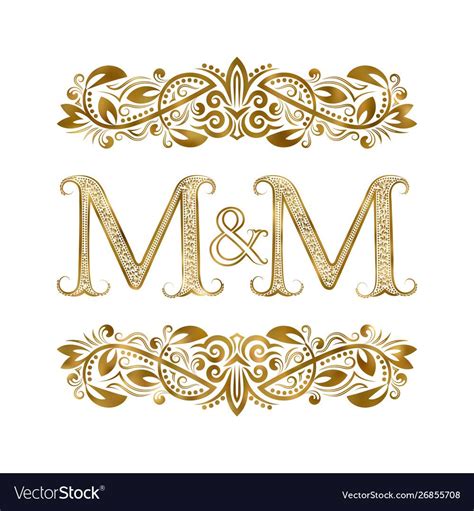 M And Vintage Initials Logo Symbol Letters Vector Image On Vectorstock